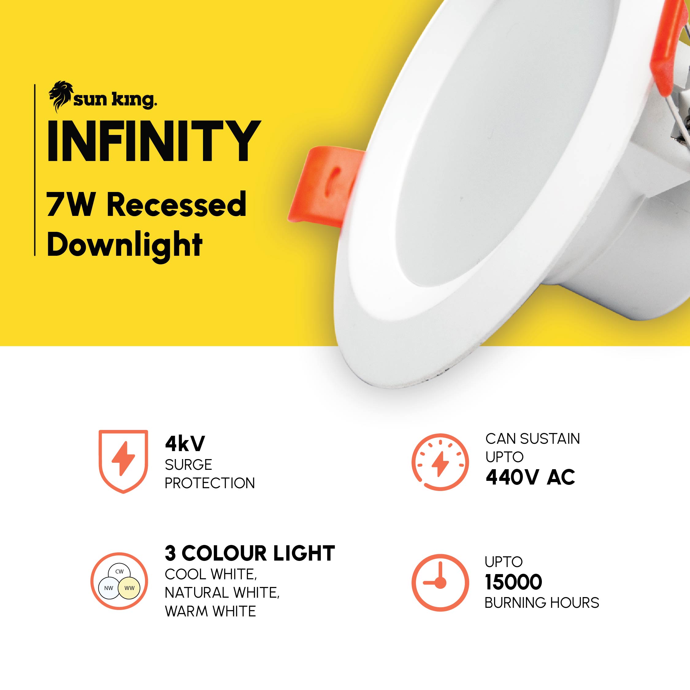 7 W Recessed LED Downlight - Sun King