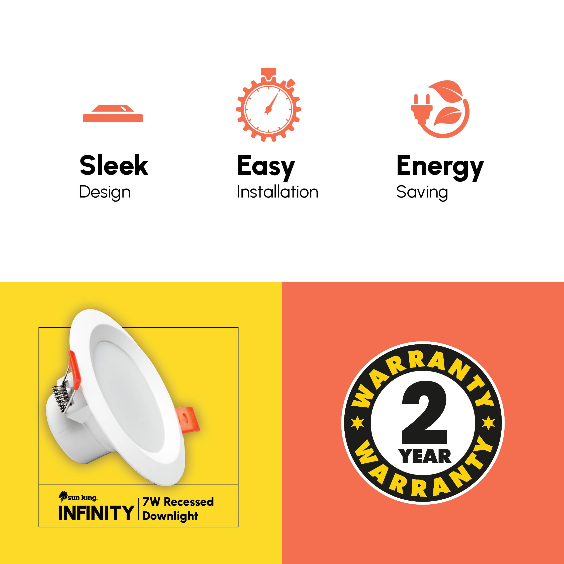 7 W Recessed LED Downlight - Sun King